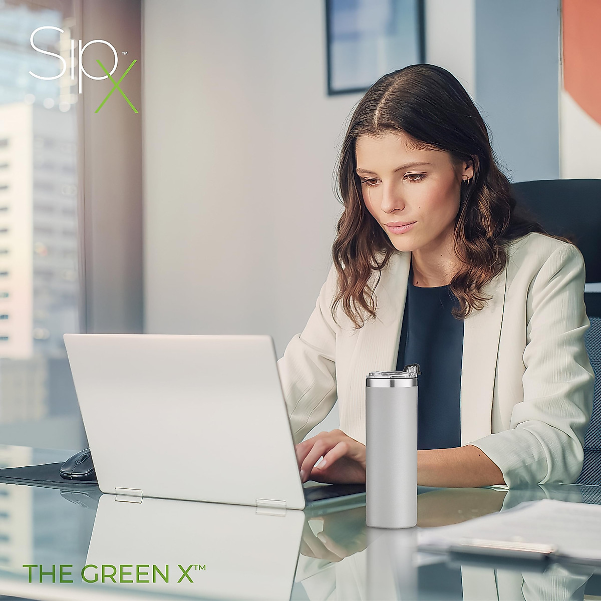 SIPX™ Triple-Insulated Tumblers - 18 Oz. Slim Modern Tumbler With Lid, insulated Cup Keeps Hot For 12 Hours, Stainless Steel Tumbler Made Of Sustainable Material, Coffee Travel Mug (Grey)