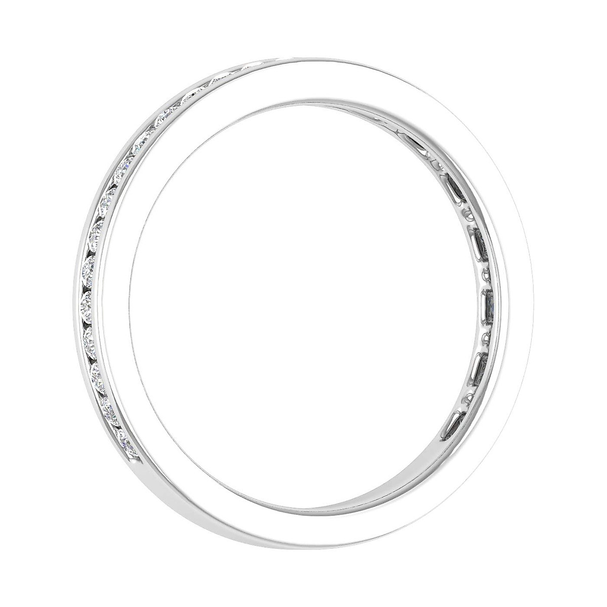 FINEROCK 1/3 Carat Channel Set Diamond Gold Wedding Band Ring in 14k White Gold (Ring Size 5.75) (I1-I2 Clarity)