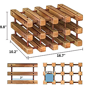 IWNTWY Wine Racks Countertop, 12 Wine Bottle Holder Stand, Freestanding Floor Wine Storage Shelf, DIY Assembly Wooden Wine Rack Water Bottle Organizer for Home Kitchen Cabinet Bar Wine Gifts