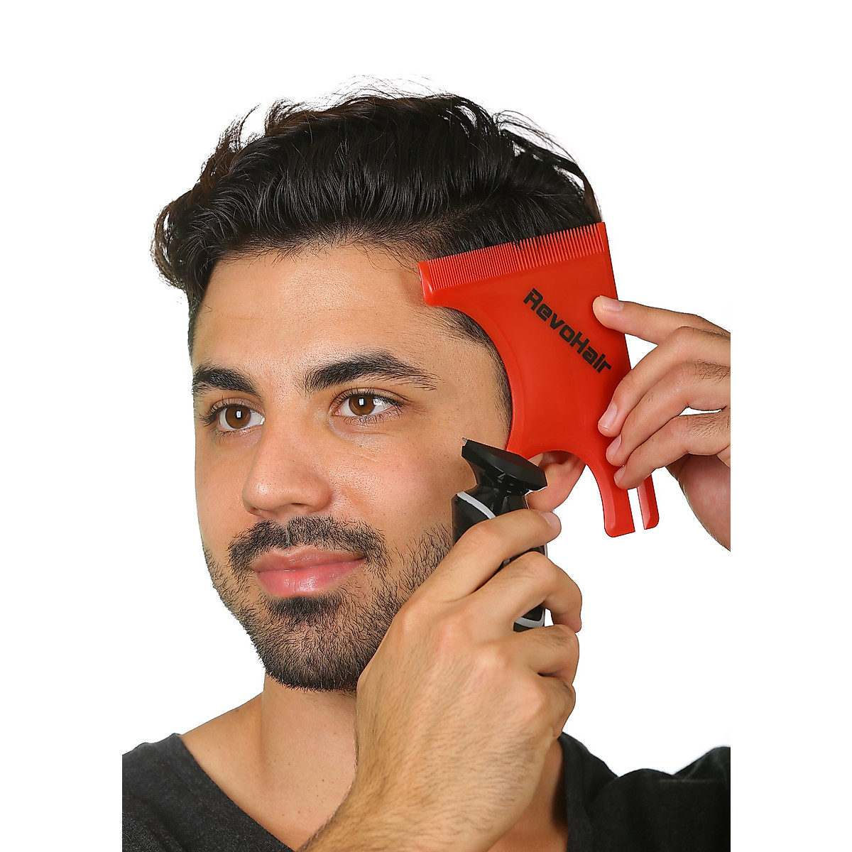 RevoBeard & RevoHair - Beard Shaping & Haircut Tool - For Hairline Lineup, Edge up - Template/Stencil for Trimming Beard, Mustache, Goatee, Neckline - Great Barber Supplies - Men's Grooming Kit