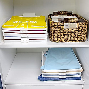 DecoBella T-Shirt Organizer for Closets, Drawers, 10 Pack Durable Stackable Shirt Folder, Anti Wrinkle Clothes Organizer, File Organizer, 10 Pcs Laundry Folding Board (WHITE)