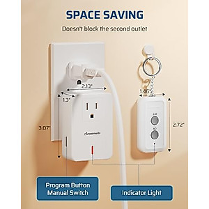 DEWENWILS Indoor Remote Control Outlet, Expandable Remote Light Switch Kit, Wireless On Off Power Switch, 100ft RF Range, Compact Design, White