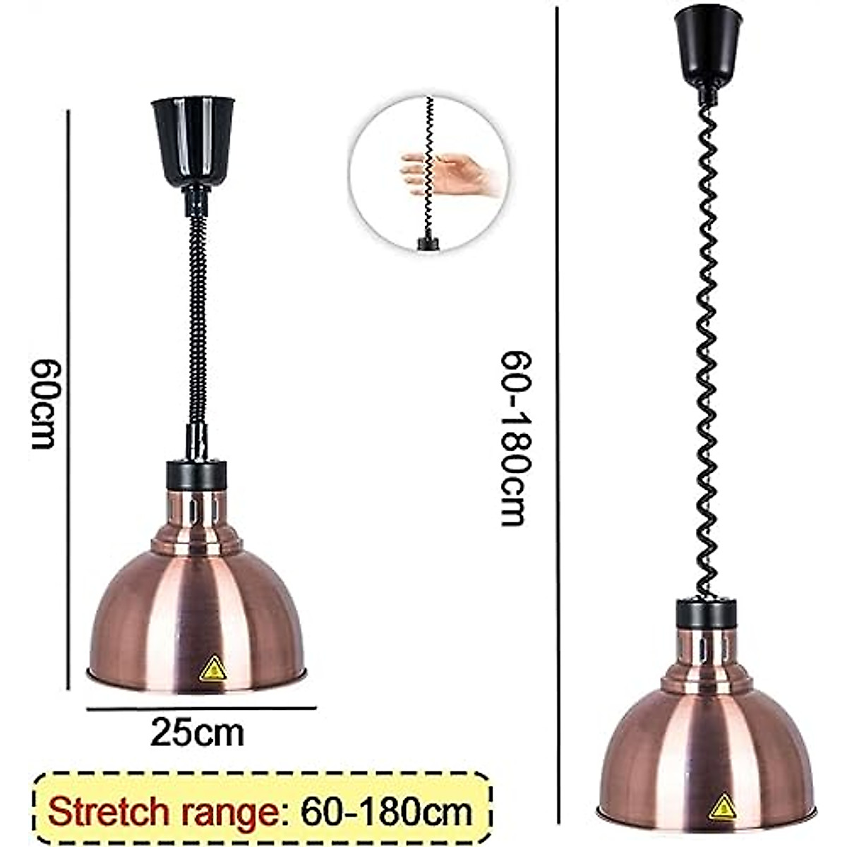 LINKANRUO Food Heat Lamp, Hose Retractable Food Heating Lamp, Commercial Food Warmer, Restaurant Supplies or Home Use Heating Lamp Food Service Lamps(A)