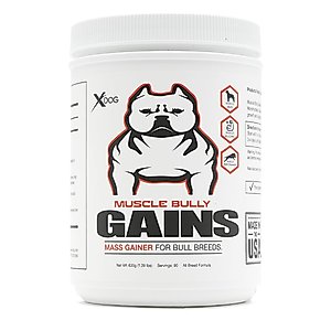 Muscle Bully Gains - Mass Weight Gainer for Dogs, Whey Protein, Flax Seed (for Bull Breeds, Pit Bulls, Bullies) Increase Healthy Natural Weight, Made in The USA (90 Servings)
