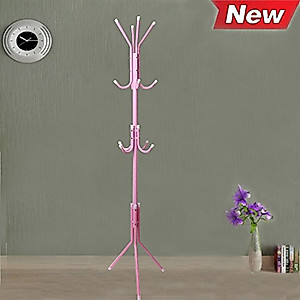 uxcell Metal Coat Rack,Standing Coat Tree 12 Hooks Hanger for Handbags Hat Umbrella Clothes Home Decorate Fuchsia