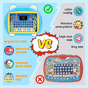 Toddler Educational Tablet Sensory Toys for Boys Age 2-4, Kids Preschool Learning Activities Games Electric Interactive Laptop with Read Spell & Talking Mode for Autism Children Birthday Presents