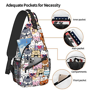 Jumou Cute Cat Sling Bag Crossbody Backpack Women Girls Kawaii Gifts Outdoor Casual
