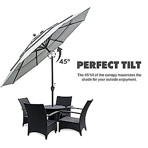 FrenzyBird Patio Umbrella 10ft Outdoor Table Market Umbrella 3 Tiers Patio Table Umbrella UV Protection Umbrella for Patio, Yard, Garden, Pool Side(Light Gray)