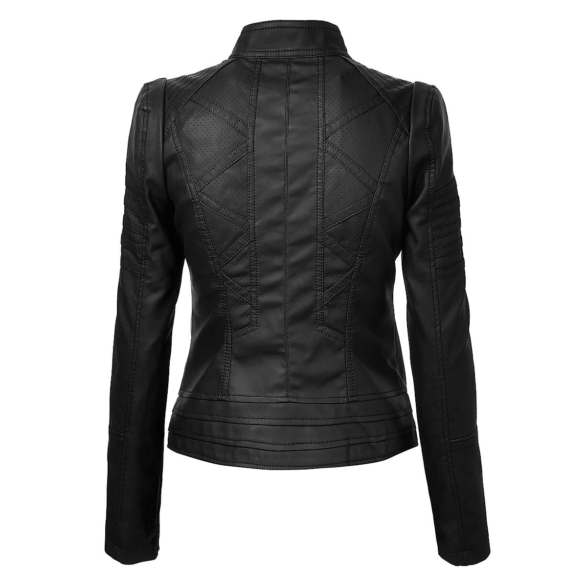 Made By Johnny MBJ WJC746 Womens Vegan Leather Motorcycle Jacket L Black