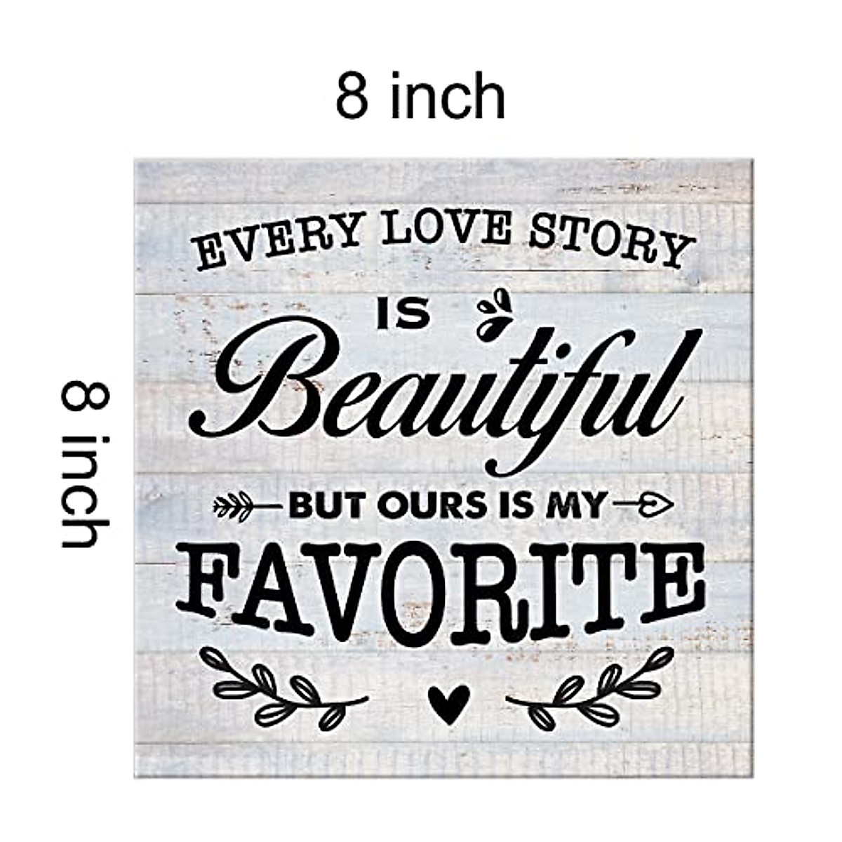 Romantic Quote Sign Wall Art Prints Canvas Painting Every Love Story is Beautiful Print Country Home Bedroom Decor 8" x 8"