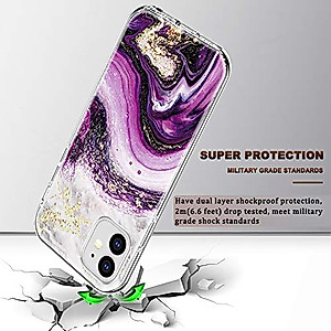 FIRMGE for iPhone 11 Case, with [2 x Tempered Glass Screen Protector] 360 Full-Body Coverage Hard PC+Soft TPU Silicone 3 in 1 Military Grade Heavy Duty Shockproof Phone Protective Cover Marble 04