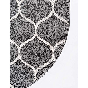 Unique Loom Trellis Frieze Collection Area Rug - Rounded (5' x 8' Oval, Dark Gray/ Ivory)