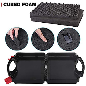 AOOCY Small Hard Carrying Case with Pluck Foam Interior for iPhone, GoPro, Camera, and More- Outer Size 9.3 x 7.5 x 2 Inches, Black