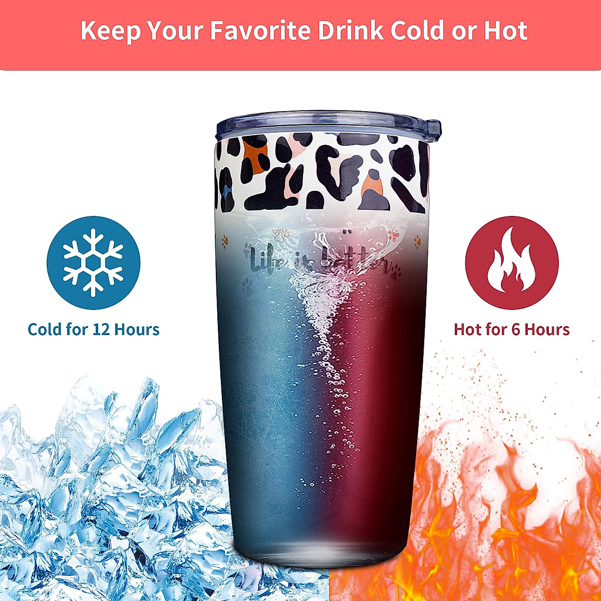 ONEHAUS Dog Mom Gifts For Women - Dog Mom Tumbler Gifts - 20oz Dog Lovers Gifts, Stainless Steel Insulated Tumblers Coffee Travel Mug Cup with Lid Mothers Day Birthday Gift For Dogs Lover-1 Pack