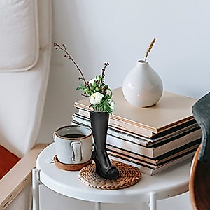 DOITOOL High Heel Flower Pot High Heel Shaped Succulent Planter Resin Shoes Plant Nursery Pot Cactus Pot Lightweight Bonsai Pot Plant Container Black