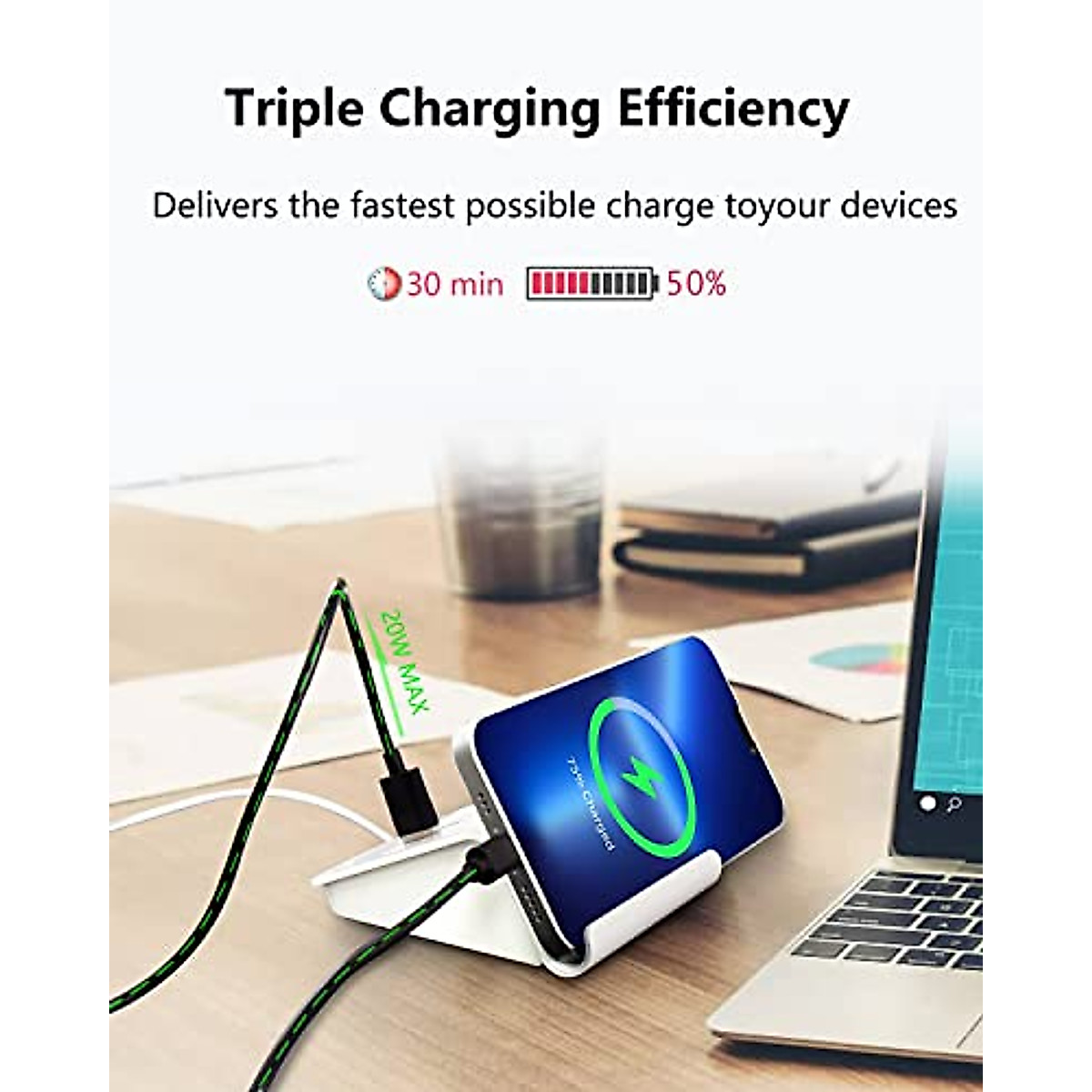 Solopen USB C Charging Station 45W USB C Charger Block with 2 USB C 20W PD Fast Charging Station for Multiple Devices for iPhone 13/12/11, Samsung Galaxy,iPad Pro, Pixel 4/3（White）