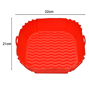 lamphle 8x8 Air-Fryer Silicone Liners Pot 2.3 Inches Deep Square Shape, Air-Fryer Basket Bowl with Handles &Mitts Reusable Food Grade Air-Fryer Oven Accessories Fits 4QT - 7QT Air-Fryer Pink