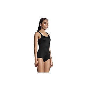 Lands' End Womens Chlorine Resistant Tugless Tank Soft Cup One Piece Swimsuit Black Long Torso 6