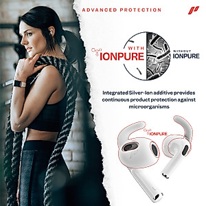 Proof Labs 3 Pairs AirPods 3 Ear Hooks Covers [Added Storage Pouch] Grip Tips Anti Slip Wings Accessories Compatible with Apple AirPod 3rd Generation (White, Medium)