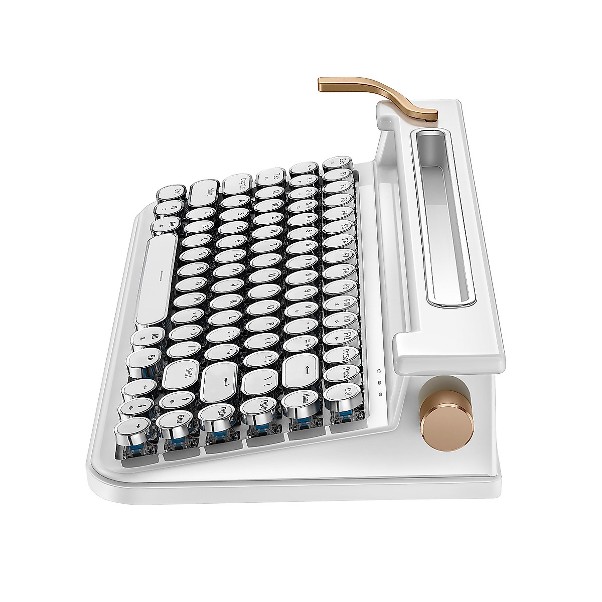 FINEDAY Keyboard 3.0, Blue Switch, Retro Mechanical Keyboard, Typewriter Designed, Bluetooth 5.0 & USB up to 4 Devices, for Desktop PC/Laptop Mac/Phone (83 ABS Keycap - White)