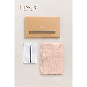 Ling's Moment 10Ft x 35" Wide Blush Gauze Semi-Sheer Table Runner Cheesecloth Tablecloth for Wedding Party Bridal Shower Boho Table Decor