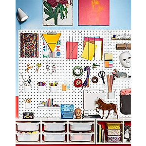 12 Pcs Pegboard, Peg Boards for Walls, Wall Mount Display Pegboard Panel Kits, Small Pegboard for Craft Room, Workshop, Office, Peg Boards for Walls - White Pegboards Panels