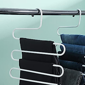 Kyraton Pants Hangers S-Shaped Non-Slip 4-Pack Trouser Hanger PP Hanger, Closet Space Saving, Hangers Closet Storage Organizer for Pants, Jeans, Scarves, Towels Hanging (White).