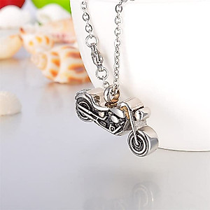 Urn Necklaces for Ashes for Men, Cremation Jewelry for Ashes, Ash Necklace for Human Ashes Necklace Stainless Steel Motorcycle Jewelry Ashes Keepsake Necklace for Ashes of Loved Ones
