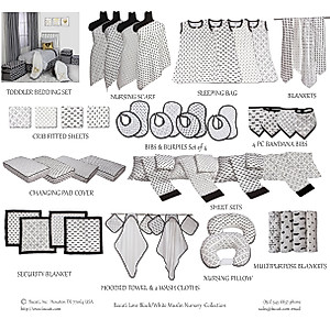 Bacati Love Diamond Plush Diaper Changing Pad, Black/White