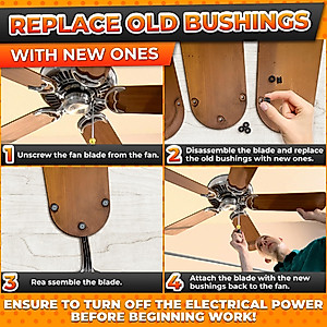 18 Pcs Rubber Grommet Kit for Hunter Ceiling Fan Parts - Grommets for Hunter Fan Blade Grommets Spare Kit - Ceiling Blade Rubber Washers