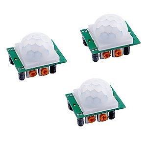 Stemedu 3PCS HC-SR501 PIR Human Body Motion Sensors, Infrared IR Motion-Activated Switch, Distance Detector Sensor Module for Indoor Stairs Corridor Night Light (Pack of 3pcs)