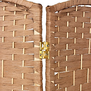 Red Lantern 3 ft. Short Diamond Weave Fiber Folding Screen - Natural - 4 Panel