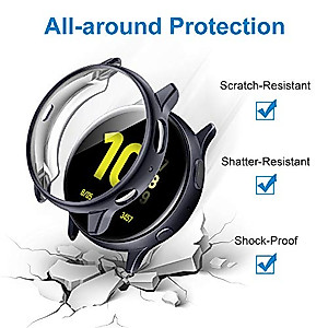 EZCO 4-Pack Screen Protector Compatible with Samsung Galaxy Watch Active 2 40mm (Not for Galaxy Watch 4), Full Coverage Plated Soft TPU Case Screen Protective Cover Bumper for Active 2 Watch