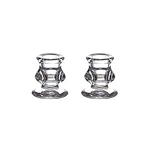 olorvela Candlestick Holders, Candle Holders Glass, Taper Candle Holders Clear, Perfect for Home Decor, Weddings, Restaurants, and Dinner Parties, 2pcs/Set