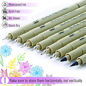 Mr. Pen- Drawing Pens, Black Multiliner, 8 Pack, Anime Pens, Sketch Pens, Micro Pen, Drawing Pens for Artists, Fineliner Pens, Art Pens, Inking Pens, Line Art Pens, Bible Journaling Pens, Fine Point