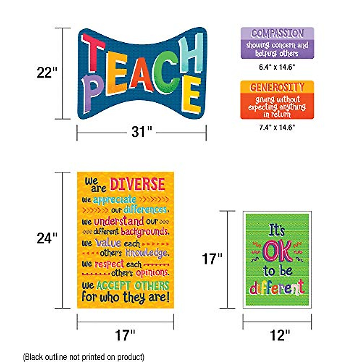 Carson Dellosa – One World Teach Peace Bulletin Board Set, 11 Pieces, Classroom Décor