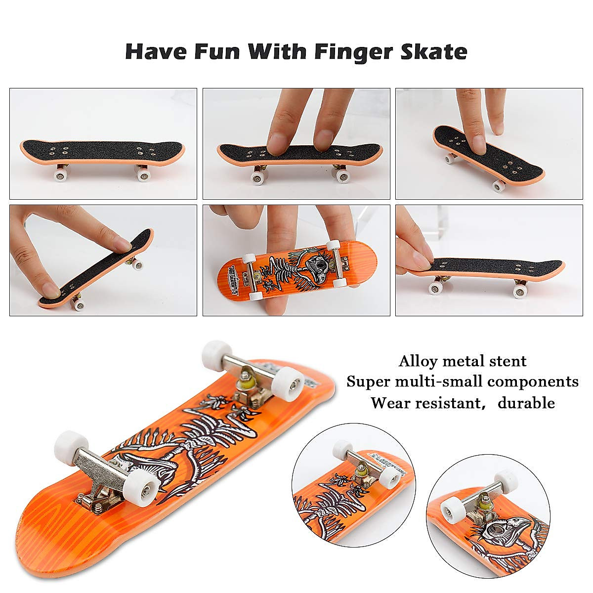 CS COSDDI Mini Skateboards for Fingers - Finger Skate Boards Sport Training Props with Ball Bearings - 4pcs Finger Toys Gifts for Kids(Random Color Pattern)