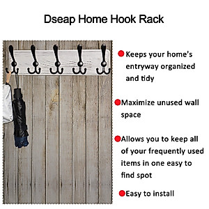 Dseap Coat Rack Wall Mounted - 5 Tri Hooks, Heavy Duty, Wooden Wall Coat Hanger Coat Hook for Clothes Hat Jacket Clothing, Natural & Black, 2 Packs