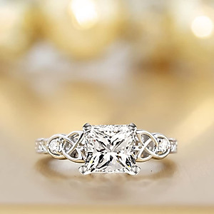 Ayafee Princess Cut Bridal Sets Wedding Rings for Women 1.13 Carat (ctw) Moissanite Wedding Sets 925 Sterling Silver 10K 14K 18K Gold Vintage Engagement Ring Sets for Her - S925