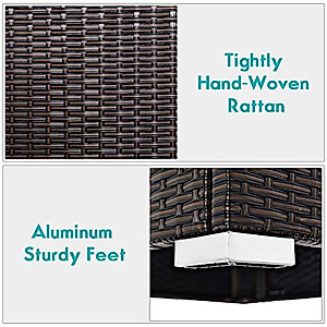 Tangkula 2 PCS Outdoor Wicker Armless Sofa, Patio Rattan Sectional Sofa Set w/2 Thick Seat Cushions and 2 Back Cushions, Additional Seats for Balcony Garden Patio Poolside (Turquoise)