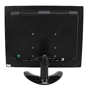 Akozon 12.1in TFT LED, 12.1in TFT LED Monitor with VGA HD Multimedia AV BNC USB DC Input Port Portable HD Color Screen Display with Speaker Remote Control 100‑240V(US Plug)