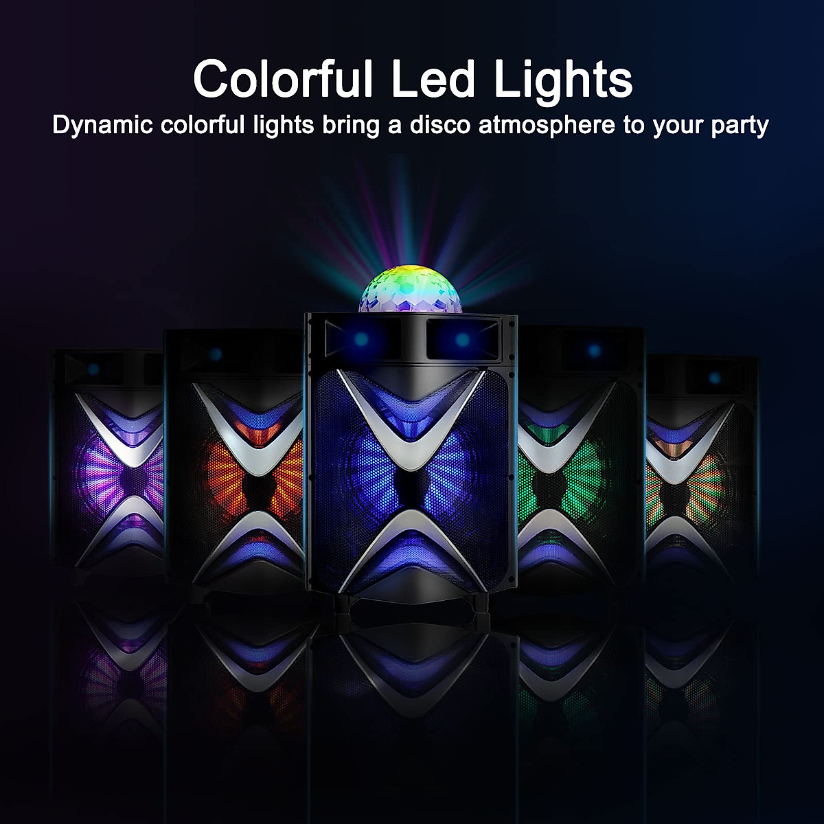 VeGue Karaoke Machine for Adults & Kids, Bluetooth Speaker PA System with 2 Wireless Microphones, 10'' Subwoofer, Disco Ball LED Light, Singing Machine for Home Karaoke, Party, Church (VS-1088)