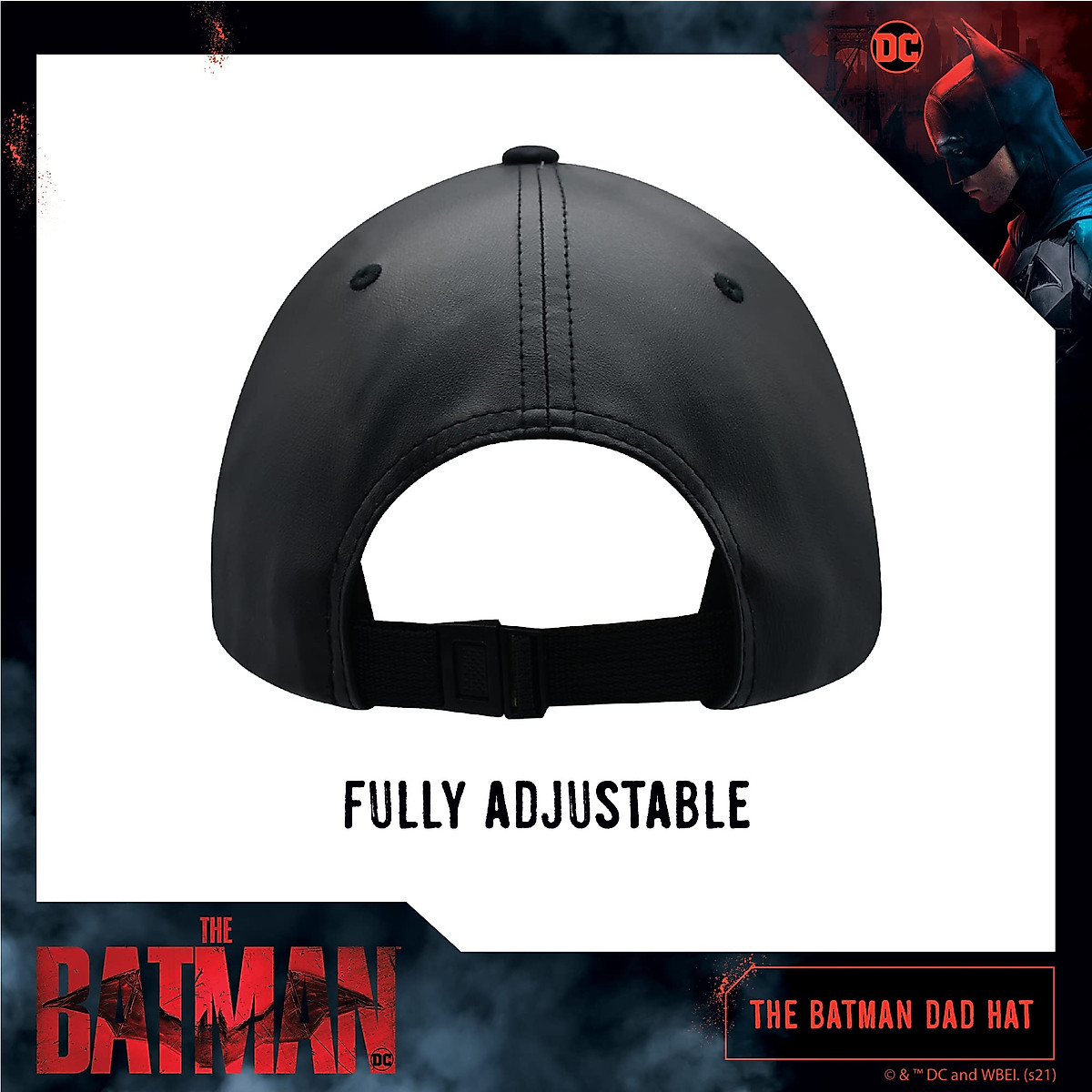 DC Comics The Batman Dad Hat, Armor Design Adult Baseball Cap with Flat Brim, Black, One Size