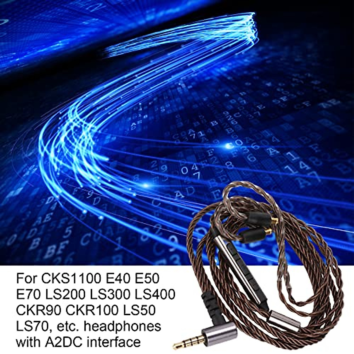 PUSOKEI Headphone Upgrade Cable， 3.5mm/A2DC Plug Earphone Replacement Cord, with Mic Wire Control, A2DC Connector Headphones for CKS1100 E40 E50 E70 and LS200