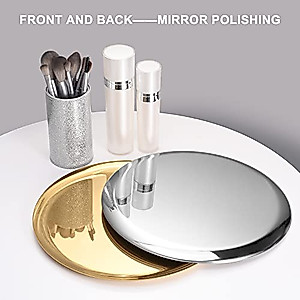 11.02inch/280 mm Silver Stainless Steel Tray,Round Jewelry Tray,Cosmetic Storage Tray,Service Tray,Decorative Tray,Multi-uses Storage Tray Organizer Plate