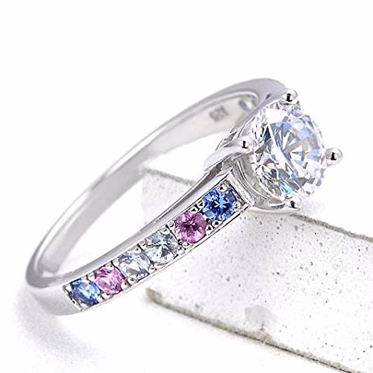 EQUALLI Transgender Flag Las Vegas Ring in .925 Sterling Silver (Size: 4)