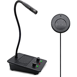 ChunHee Window Speaker Intercom System Anti-Interference Dual-Way Intercommunication Microphone and Speaker Bank Window Intercom Glass Window Microphone for Business/Bank/Office/Hospital