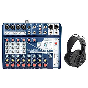Soundcraft Notepad-12FX 12-Channel Mixer w/ 4x4 USB Interface with Lexicon Effects Bundle with Samson SR850 Professional Semi-open Studio Reference Monitoring Headphones