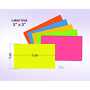 Next Day Labels, 3 X 5 Rectangle Inventory Color Coding Labels, 500 Per Roll (Fluorescent Green)