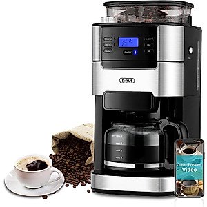 Gevi 10-Cup Coffee Maker with Grinder, Programmable Grind & Brew, 1.5L Water Reservoir, Keep Warm Plate Coffee Machine and Burr Grinder Combo